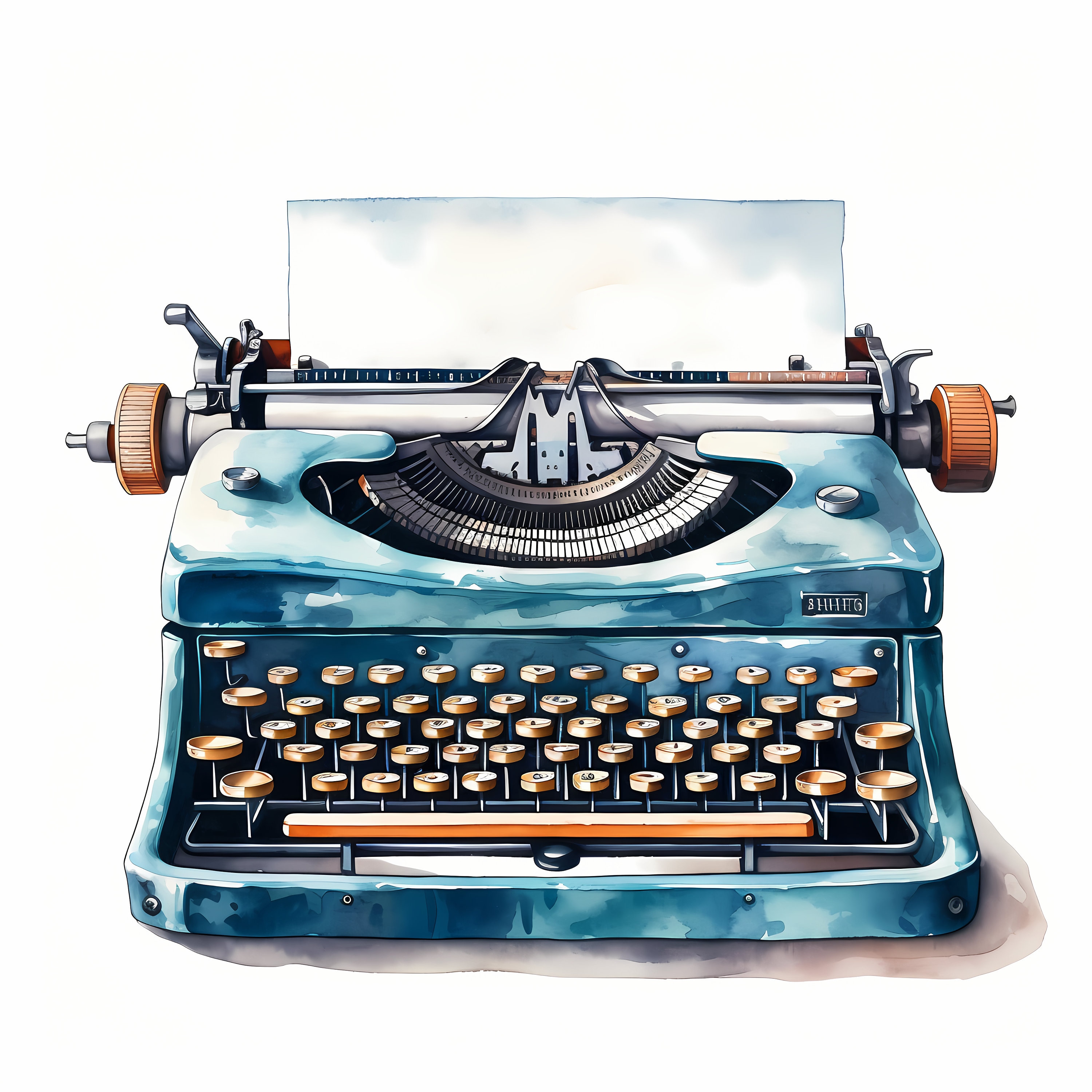 Typewriter Clipart, Vintage Typewriters Images, 10 Watercolor Clip Art ...