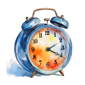 Alarm Clock Clipart, Old Fashioned Alarm Images, 10 Watercolor Clip Art ...