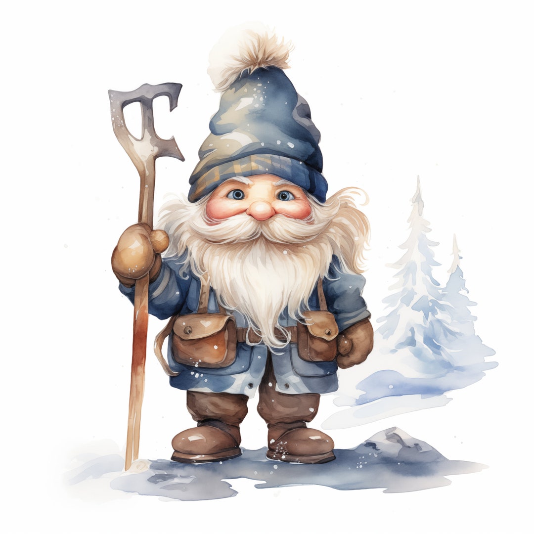 Winter Gnome Clipart, Christmas Gnome Images, 10 Watercolor Clip Art ...