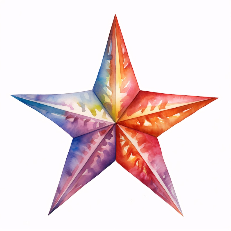 Rainbow Star Clipart, Colorful Star Images, 10 Watercolor Clip Art ...