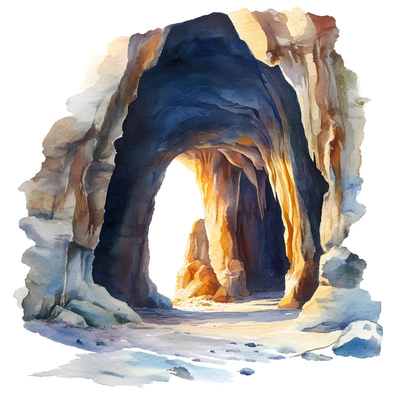 Watercolor Sea Cave Clipart: Natural Cave Images (jpgs, Instant ...