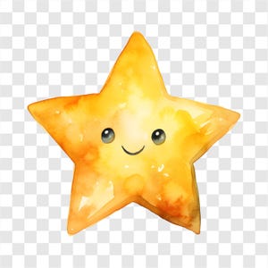 10 PNG Little Star, Cute Stars Clipart, Watercolor Clip Art, Instant ...