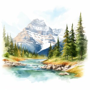 10 Canadian National Park, Banff National Park JPG, Watercolor Clipart ...