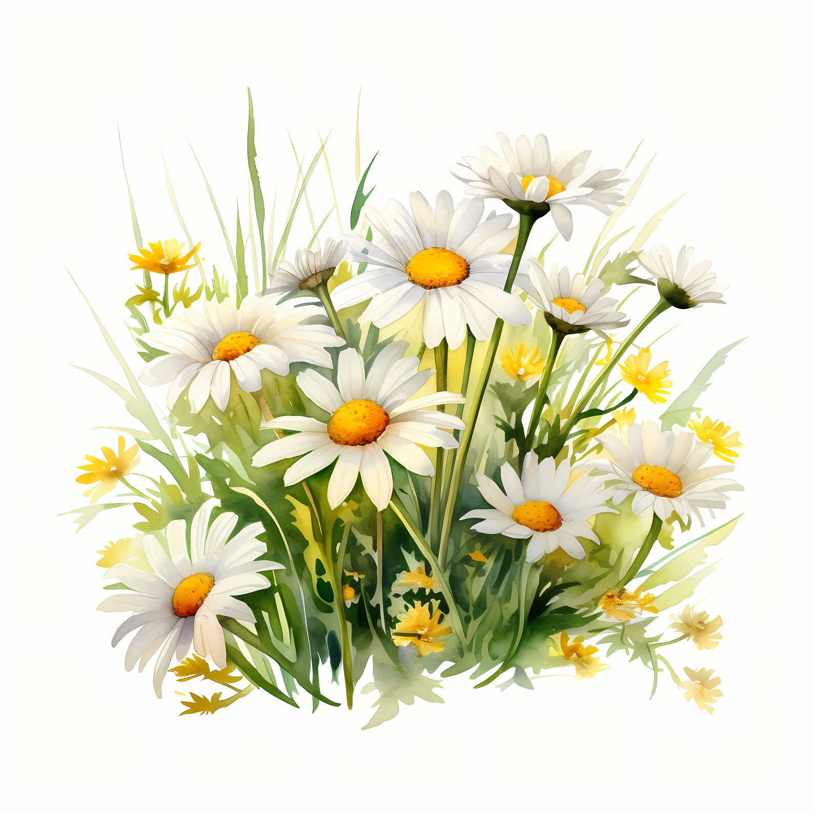 Daisy Flowers Clipart, Daisies Bouquet Images, 10 Watercolor Clip Art ...