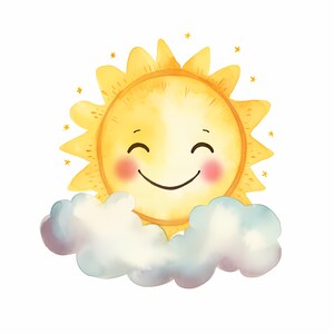 Happy Sun Clipart, Smiling Suns Images, 10 Watercolor Clip Art ...