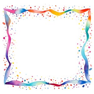 Watercolor Confetti Frame Clipart: Colorful Border Images (jpgs) - Etsy