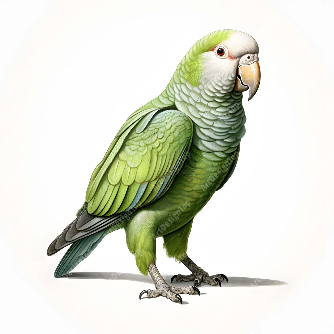 Quaker Parrot Clipart, Green Parrots Images, 10 Watercolor Clip Art ...