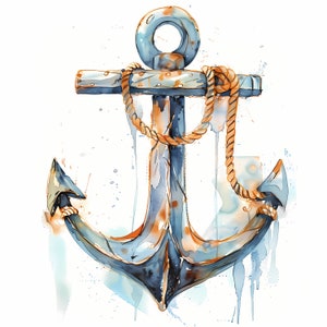 Anchor Clipart, Nautical Anchor Images, 10 Watercolor Clip Art ...