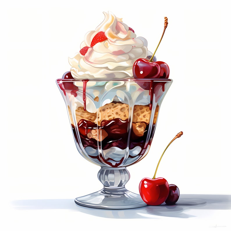 Ice Cream Clipart, Ice Cream Sundae Images, 10 Watercolor Clip Art ...