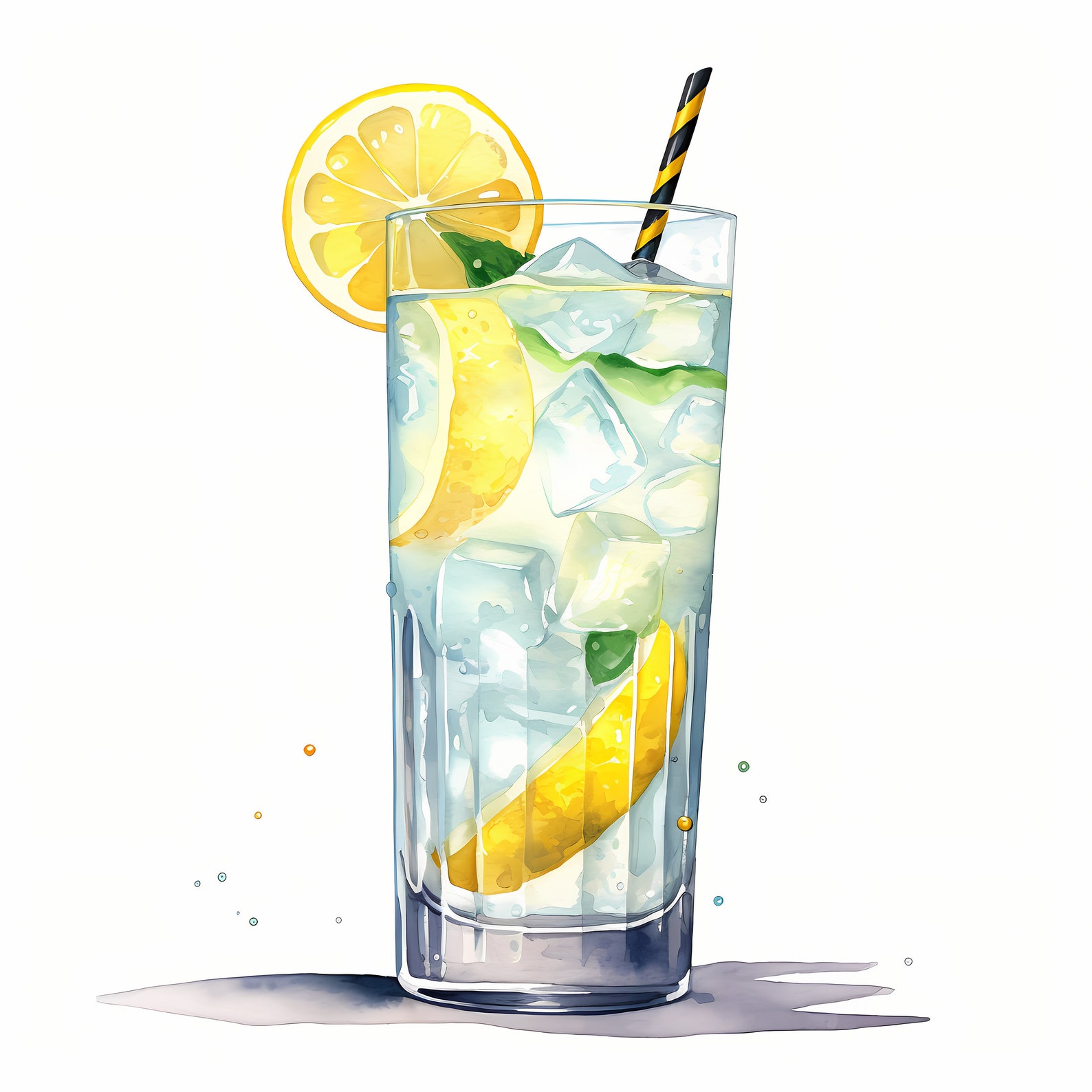 Tom Collins, Tom Collins Cocktail, Alcohol Drink Watercolor Clipart Set ...