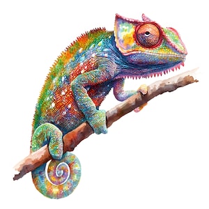 Chameleon Clipart, Tropical Reptile Images, 10 Watercolor Clip Art ...