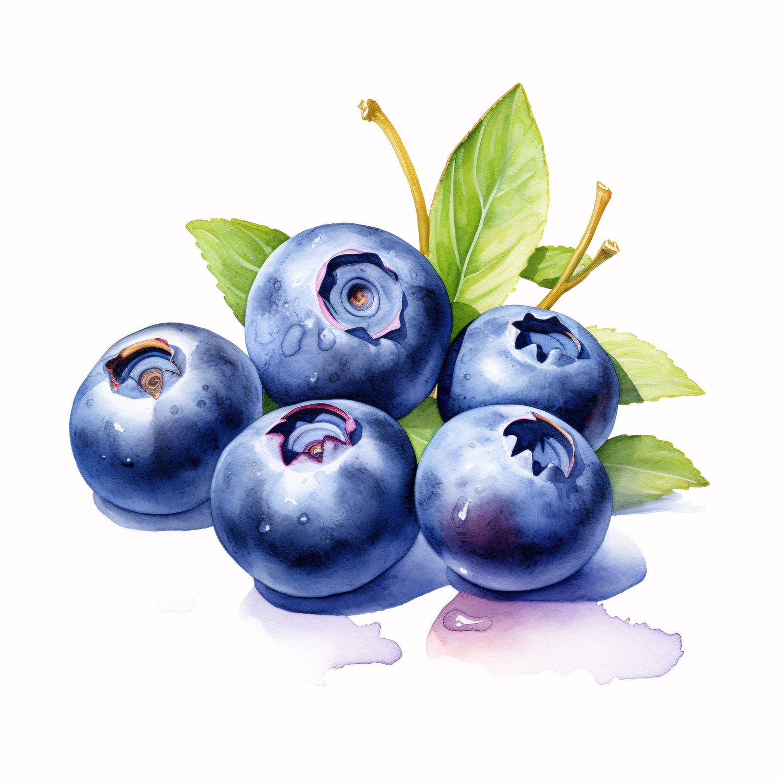 Blueberries Clipart, Fresh Berry Fruit Images, 10 Watercolor Clip Art ...
