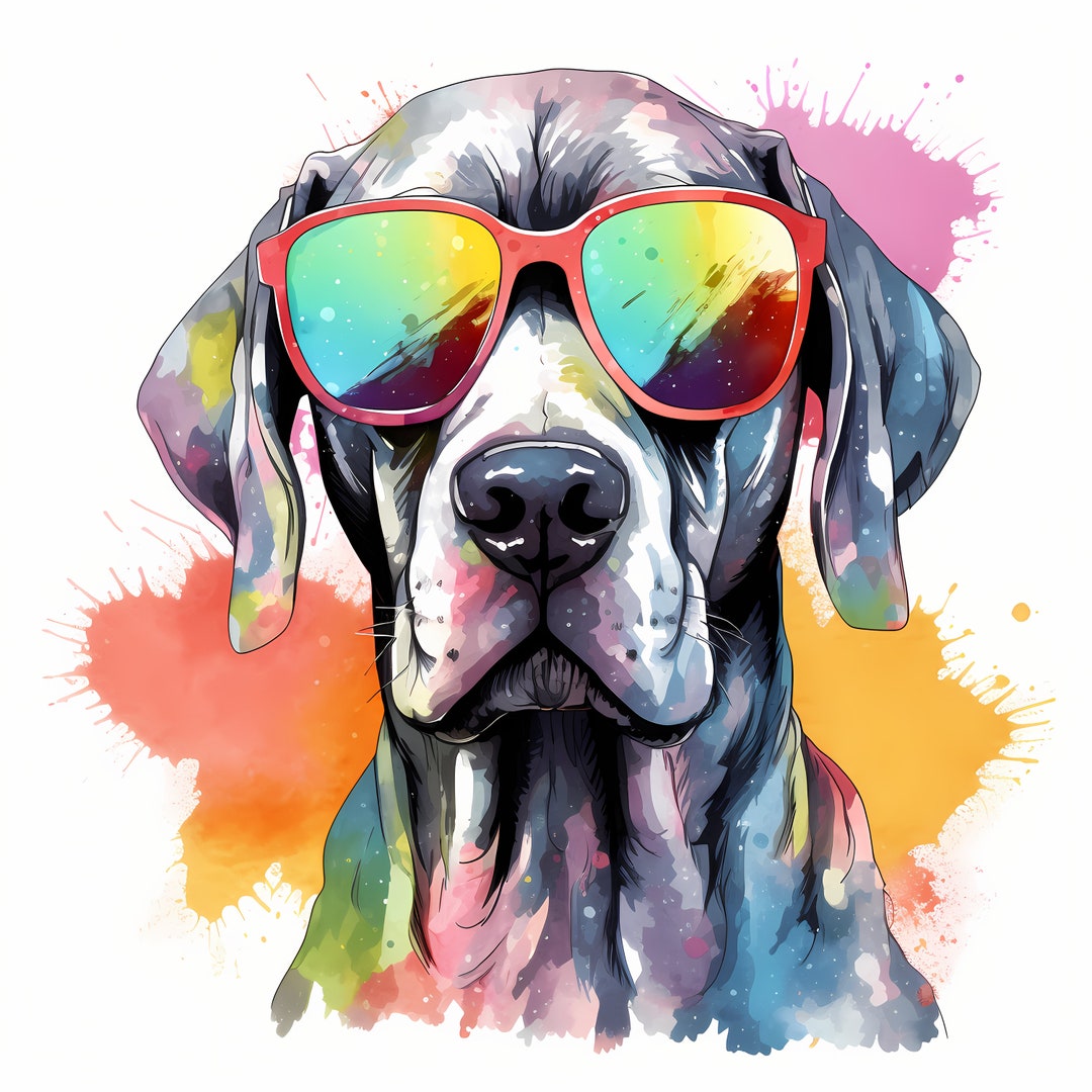 Great Dane Clipart, Cool Dog Images, 10 Watercolor Clip Art, Printable ...