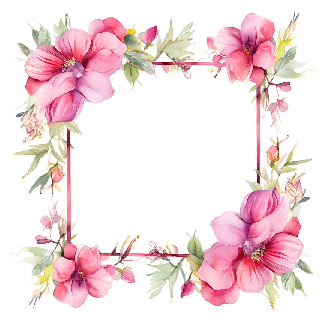 Flower Frame Clipart, Floral Border Images, 10 Watercolor Clip Art ...