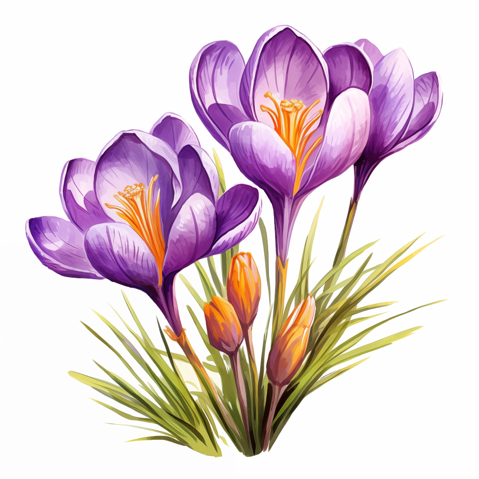Crocus Clipart, Crocus Flowers Images, 10 Watercolor Clip Art ...