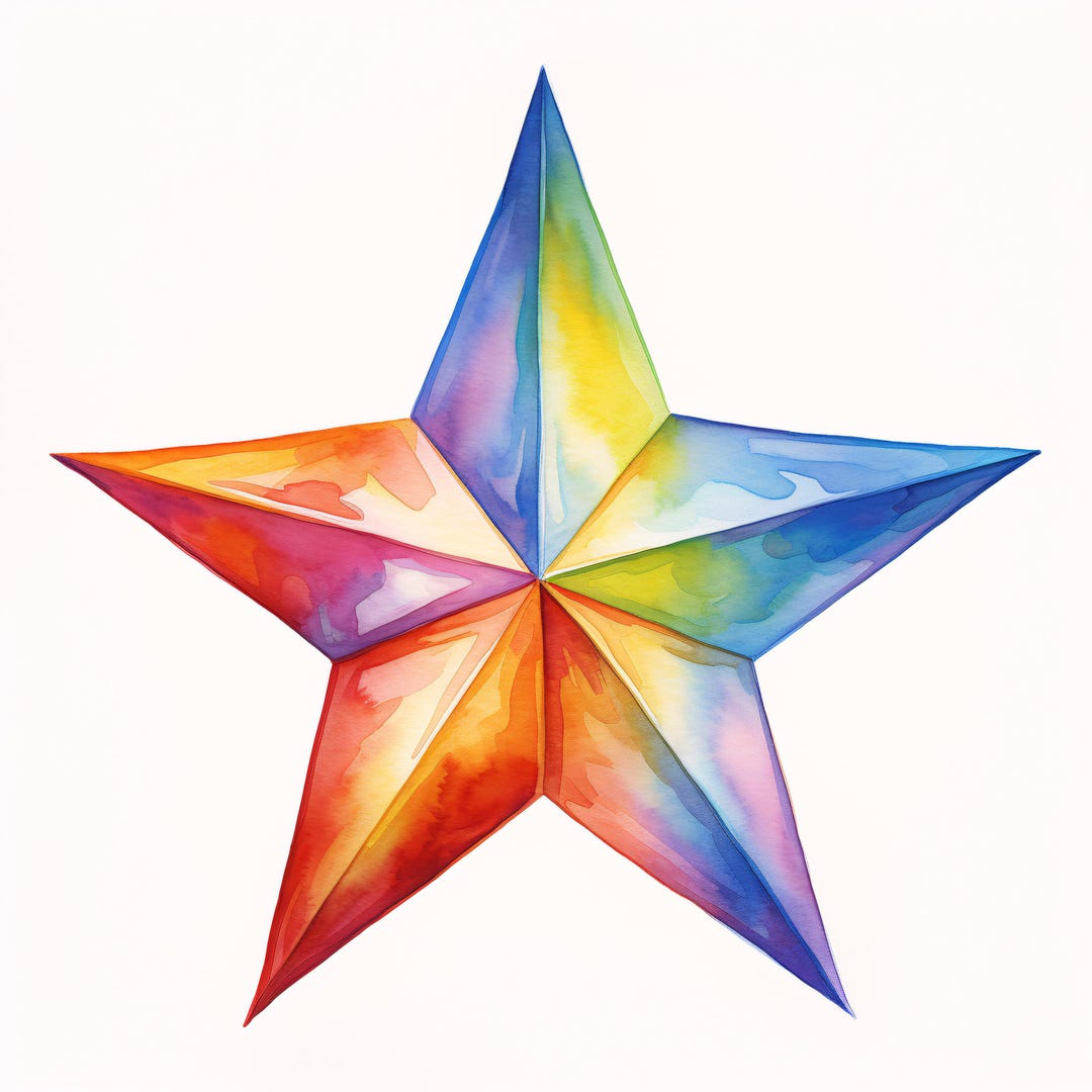 Rainbow Star Clipart, Colorful Star Images, 10 Watercolor Clip Art ...