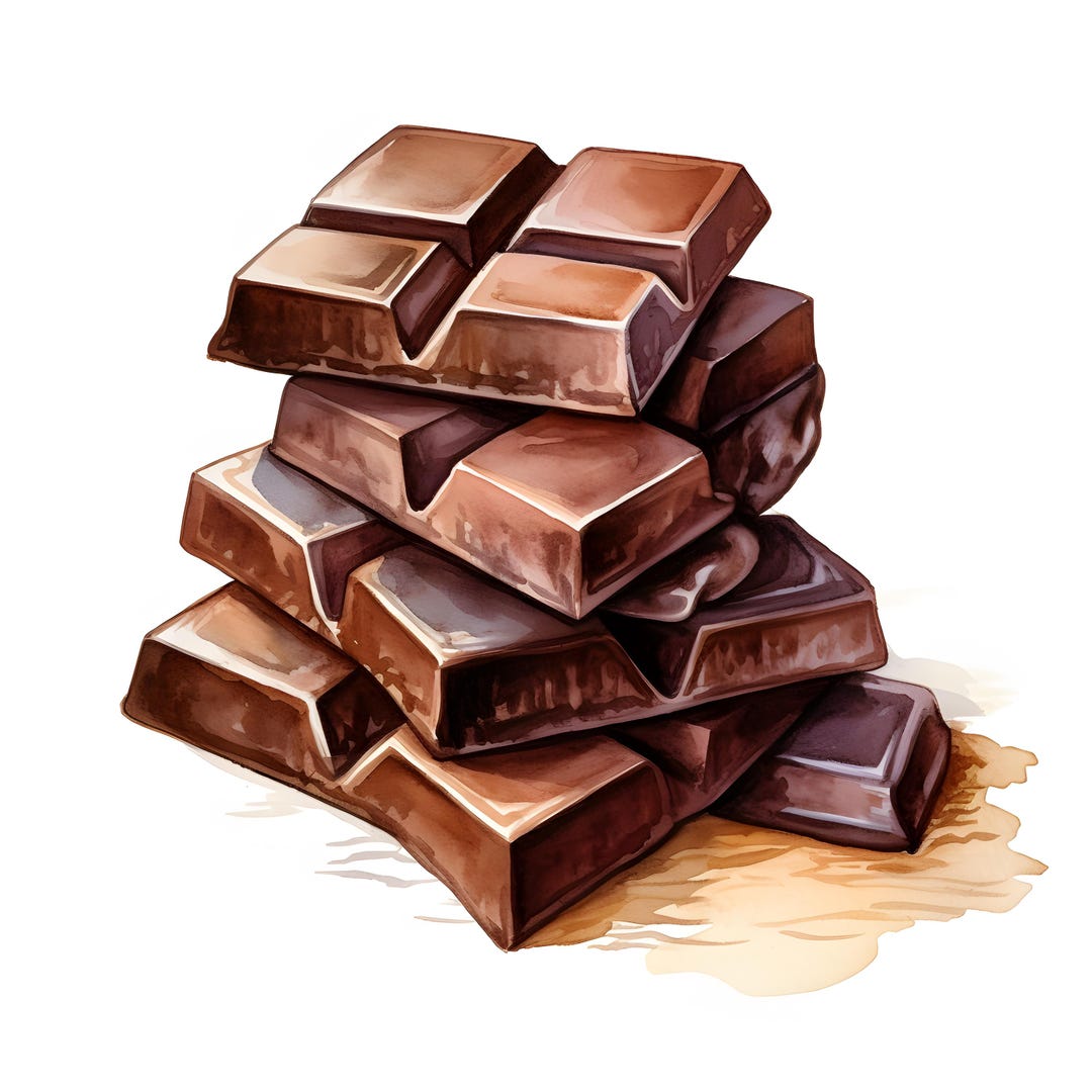 Watercolor Chocolate Clipart: 10 JPG Images, Commercial Use (instant ...