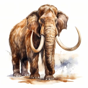 Mammoth Clipart, Ice Age Animals Images, 10 Watercolor Clip Art ...