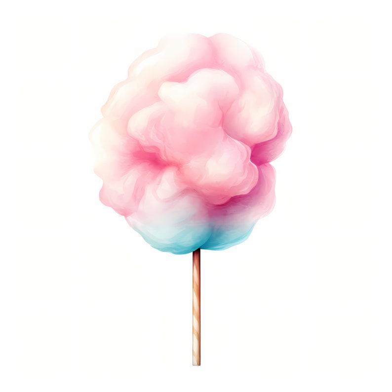 Watercolor Cotton Candy Clipart: 10 JPG Images, Commercial Use (instant ...