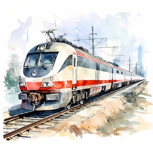 Express Train Clipart, Abandoned Train Images, 10 Watercolor Clip Art ...