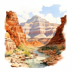 Grand Canyon Clipart, Grand Canyon Landscape Images, 10 Watercolor Clip ...