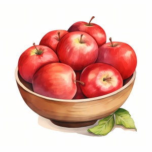 Apples Clipart, Bowl of Apples Images, 10 Watercolor Clip Art ...