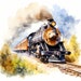 Watercolor Steam Train Clipart: Vintage Locomotive Jpgs (commercial Use ...