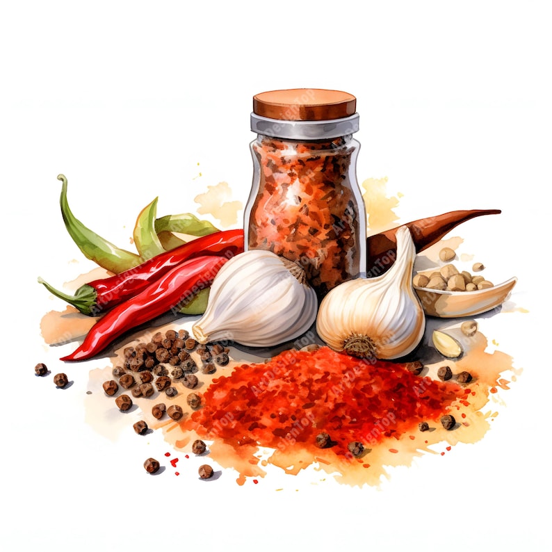 Watercolor Spices Clipart: Kitchen Herbs, Printable Jpgs (commercial ...