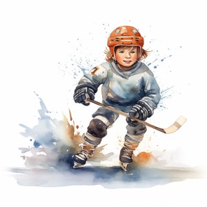Watercolor Children Hockey Clipart: Sport Images (jpgs, Commercial Use ...