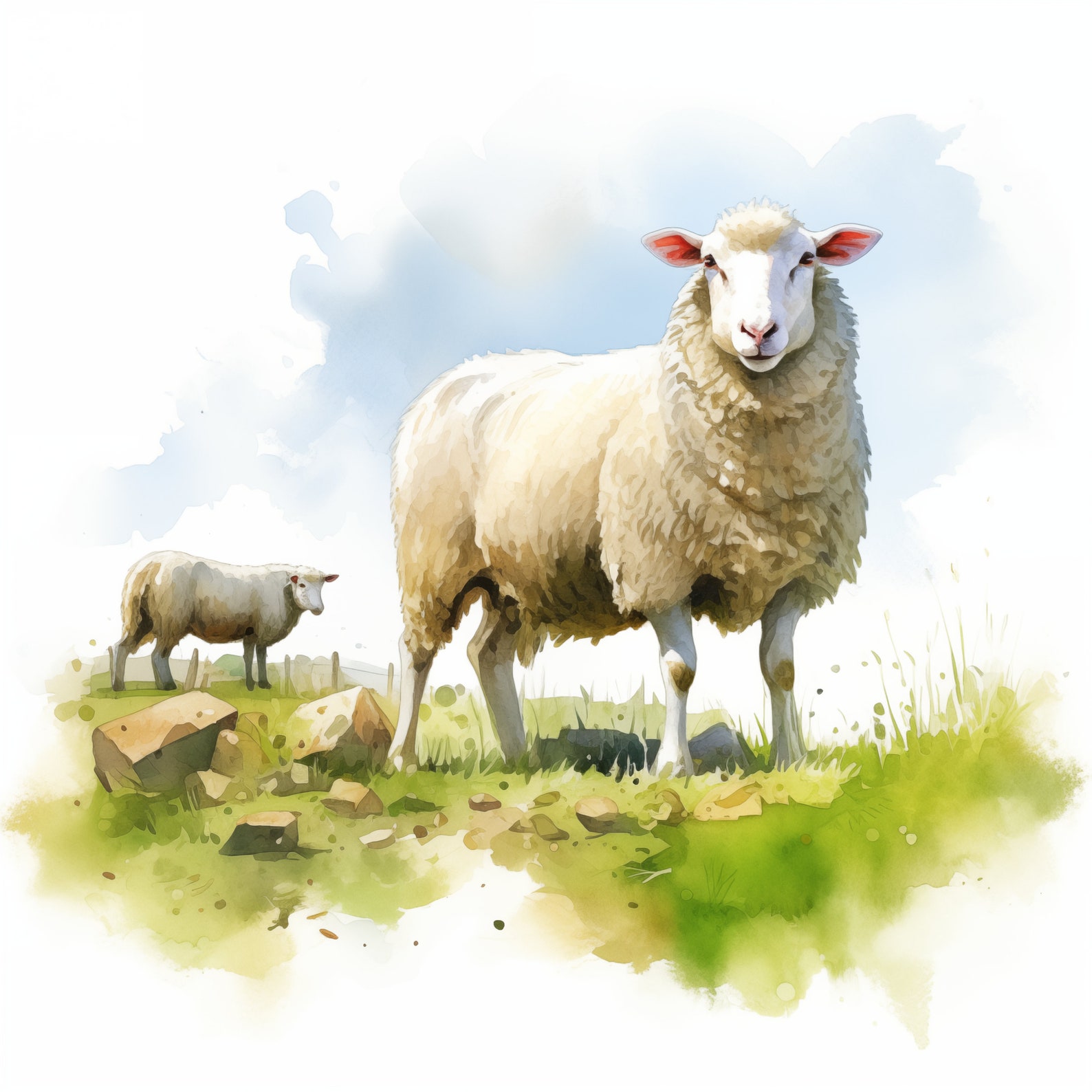 Watercolor Sheep Clipart: Farm Animal JPG Images (commercial Use) - Etsy