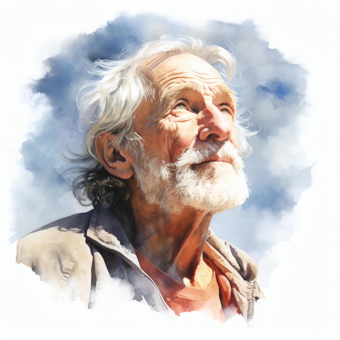 Old Man Portrait Clipart, Elder Face Images, 10 Watercolor Clip Art ...