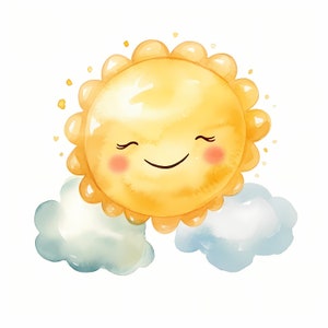 Happy Sun Clipart, Smiling Suns Images, 10 Watercolor Clip Art ...