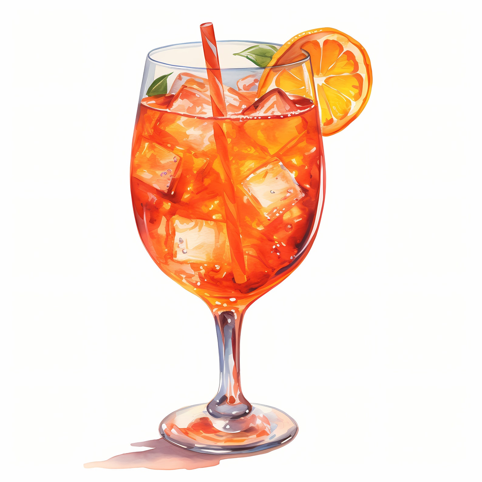Aperol Spritz, Summer Cocktail, Alcohol Drink Watercolor Clipart Set ...