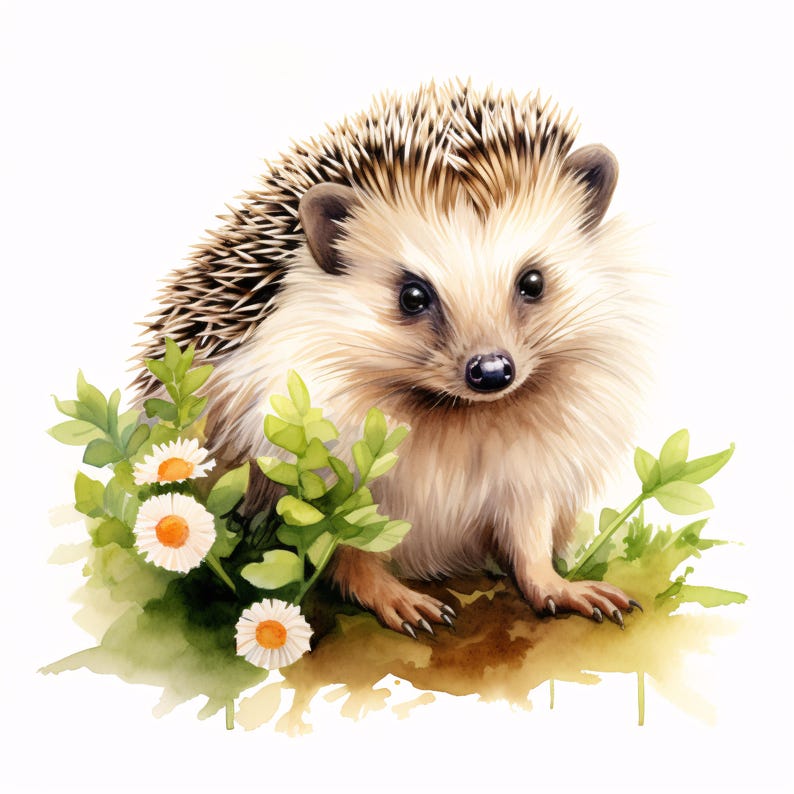 Hedgehog Clipart, Cute Forest Animal Images, 10 Watercolor Clip Art ...