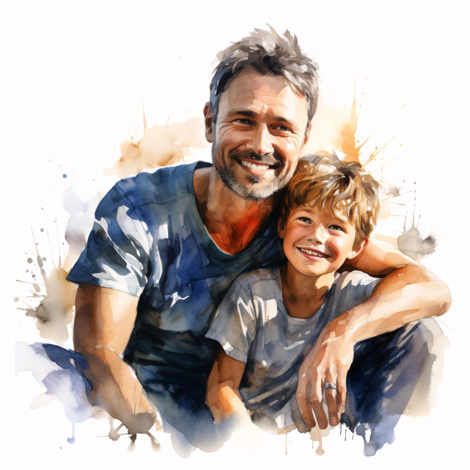 Father and Son Watercolor Clipart: Family Love Art, Commercial Use ...