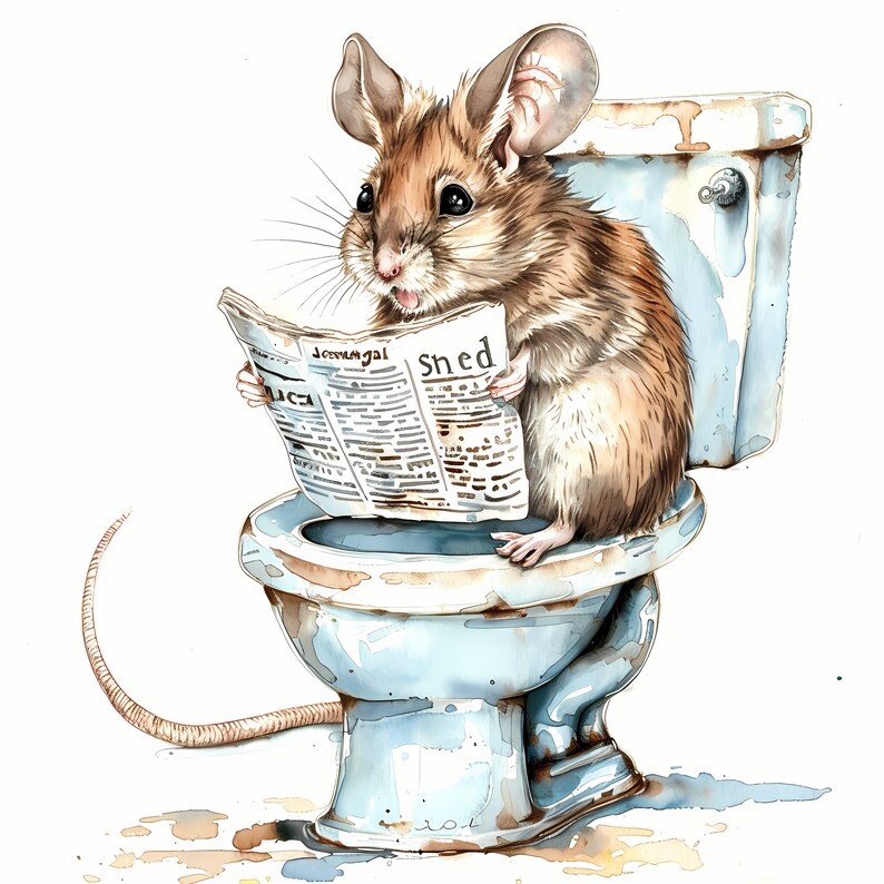 Field Mouse Clipart, Mouse on the Toilet Images, 10 Watercolor Clip Art ...
