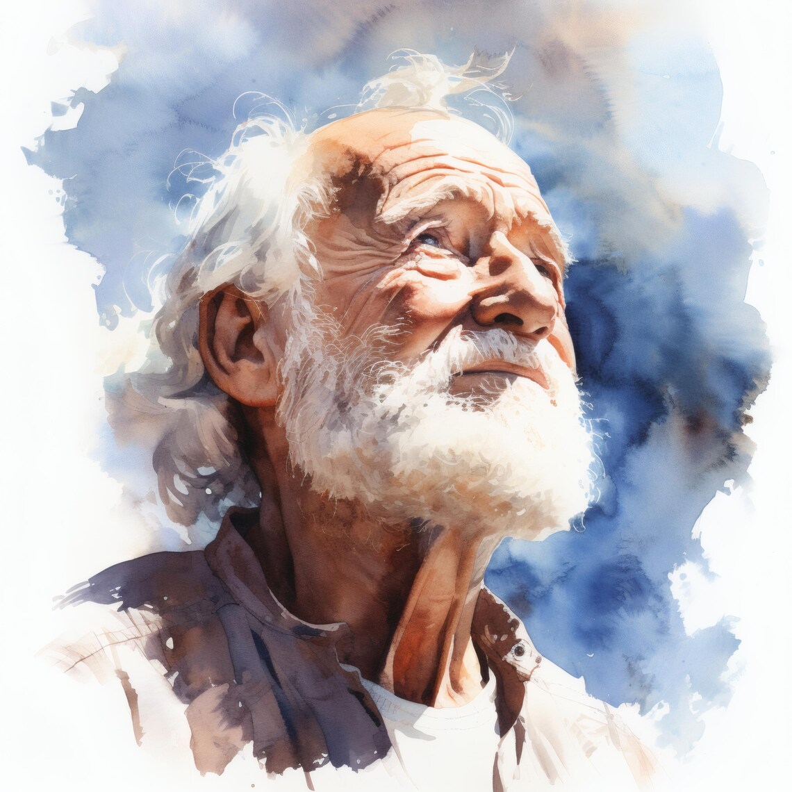 Old Man Portrait Clipart, Elder Face Images, 10 Watercolor Clip Art ...