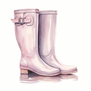 Lilac Rain Boots Clipart, Garden Rubber Boots Images, 10 Watercolor ...