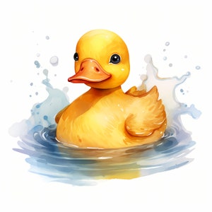 Rubber Duck Clipart, Yellow Bath Duckling Images, 10 Watercolor Clip ...