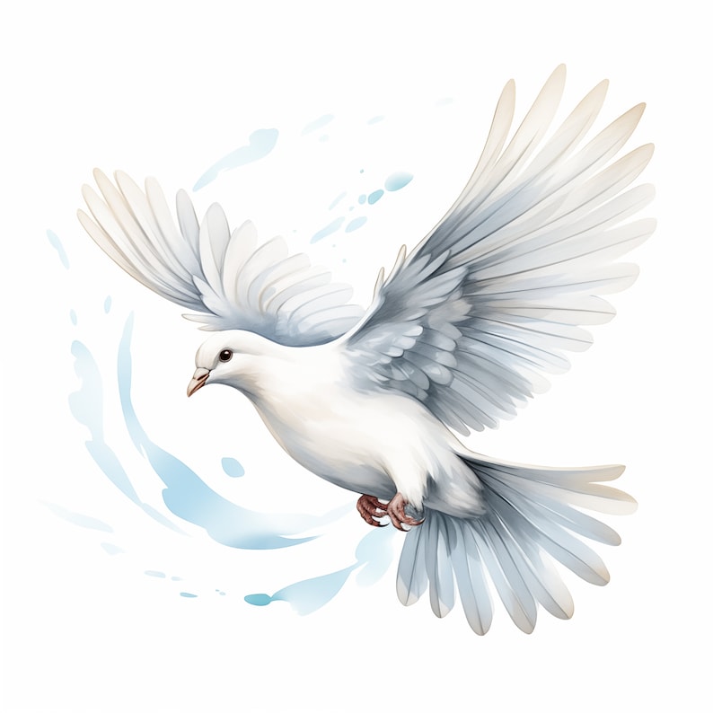 10 White Dove Clipart, Peace Dove Clipart, Watercolor Clipart, High ...