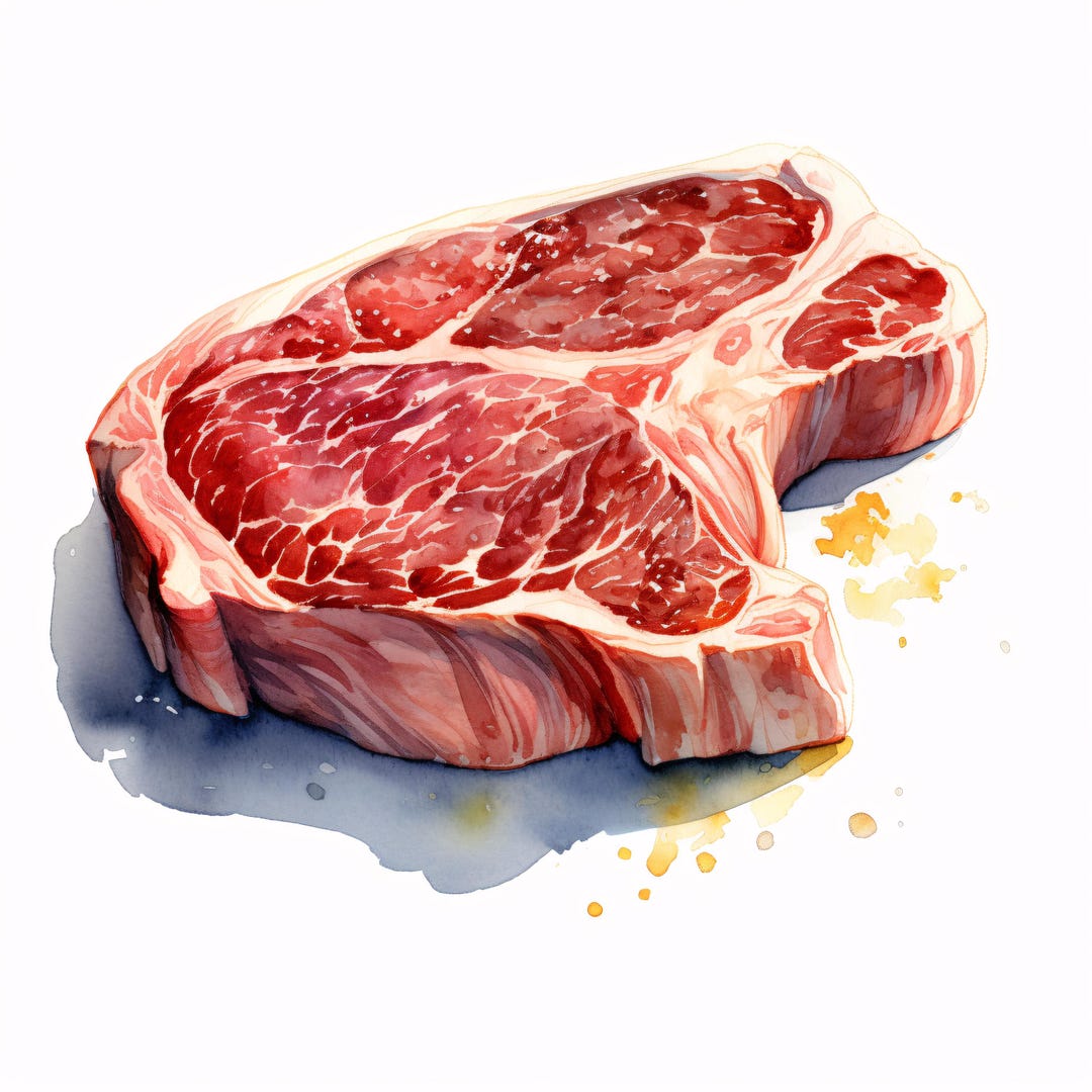 Ribeye Steak Clipart, Raw Meat Food Images, 10 Watercolor Clip Art ...