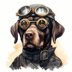 Steampunk Labrador Clipart, Labrador Dog Images, 10 Watercolor Clip Art ...