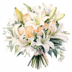 Wedding Flowers Clipart, Wedding Bouquet Images, 10 Watercolor Clip Art ...