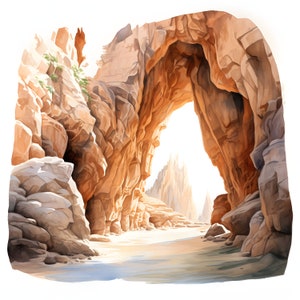 Cave Clipart, Caves Images, 10 Watercolor Clip Art, Printable Jpgs ...