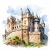 Medieval Castle Clipart, British Castles Images, 10 Watercolor Clip Art ...