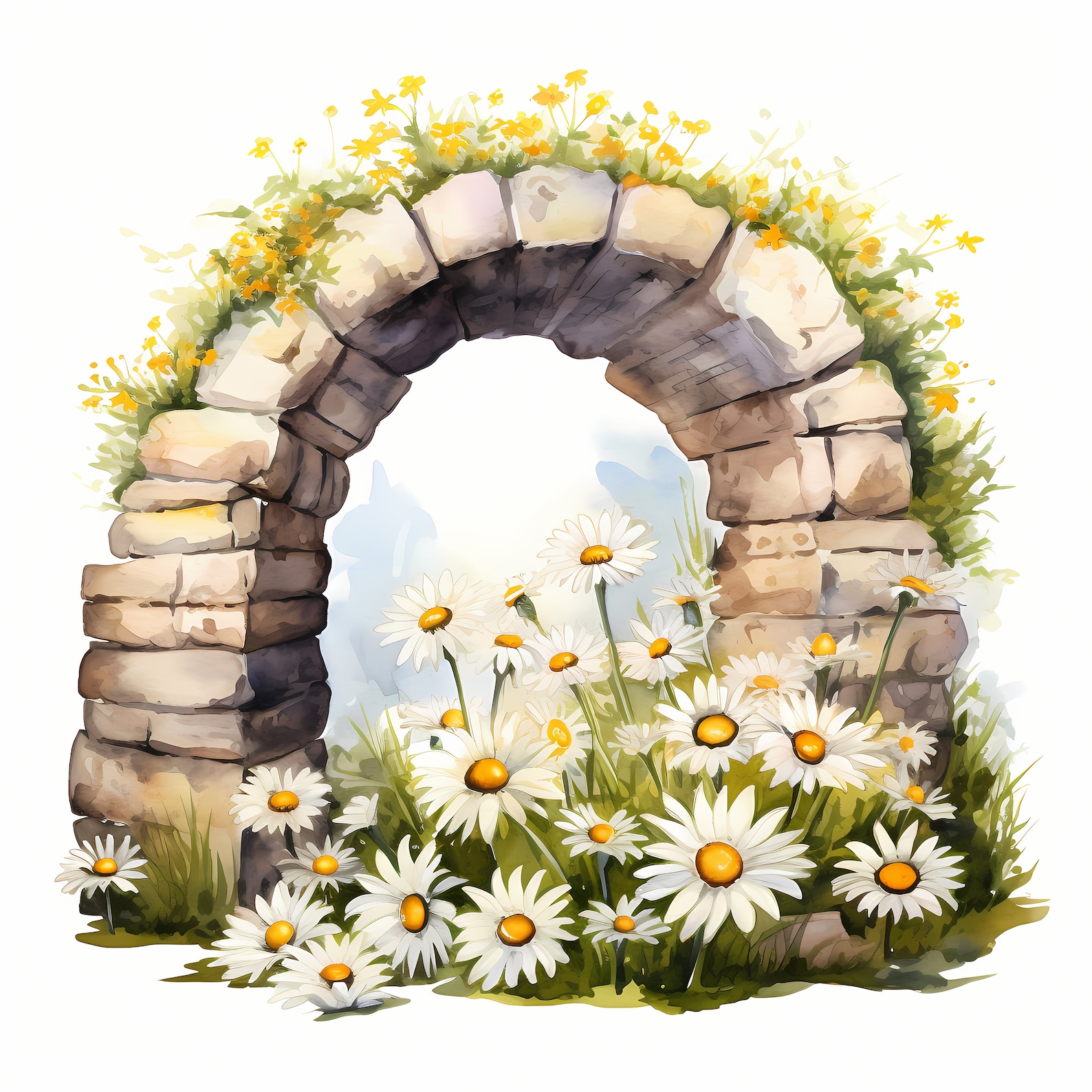 Stone Arch Clipart, Stone Arch With Flowers Images, 10 Watercolor Clip ...