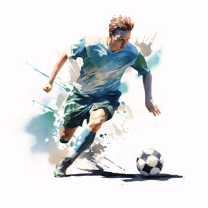 Soccer Player Clipart, Football Athlete Images, 10 Watercolor Clip Art ...