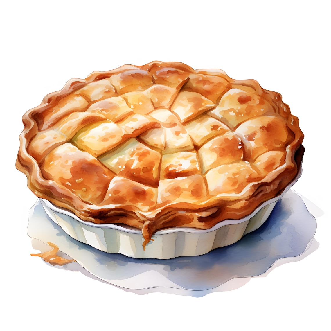 Apple Pie Watercolor Clipart: Cottage Pie Images (jpgs, Instant ...