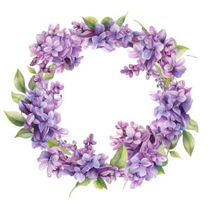Lilac Wreath Clipart, Wedding Flowers Images, 10 Watercolor Clip Art ...