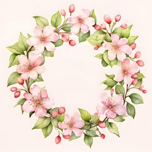 Apple Wreath Clipart, Apple Blossom Wreath Images, 10 Watercolor Clip ...